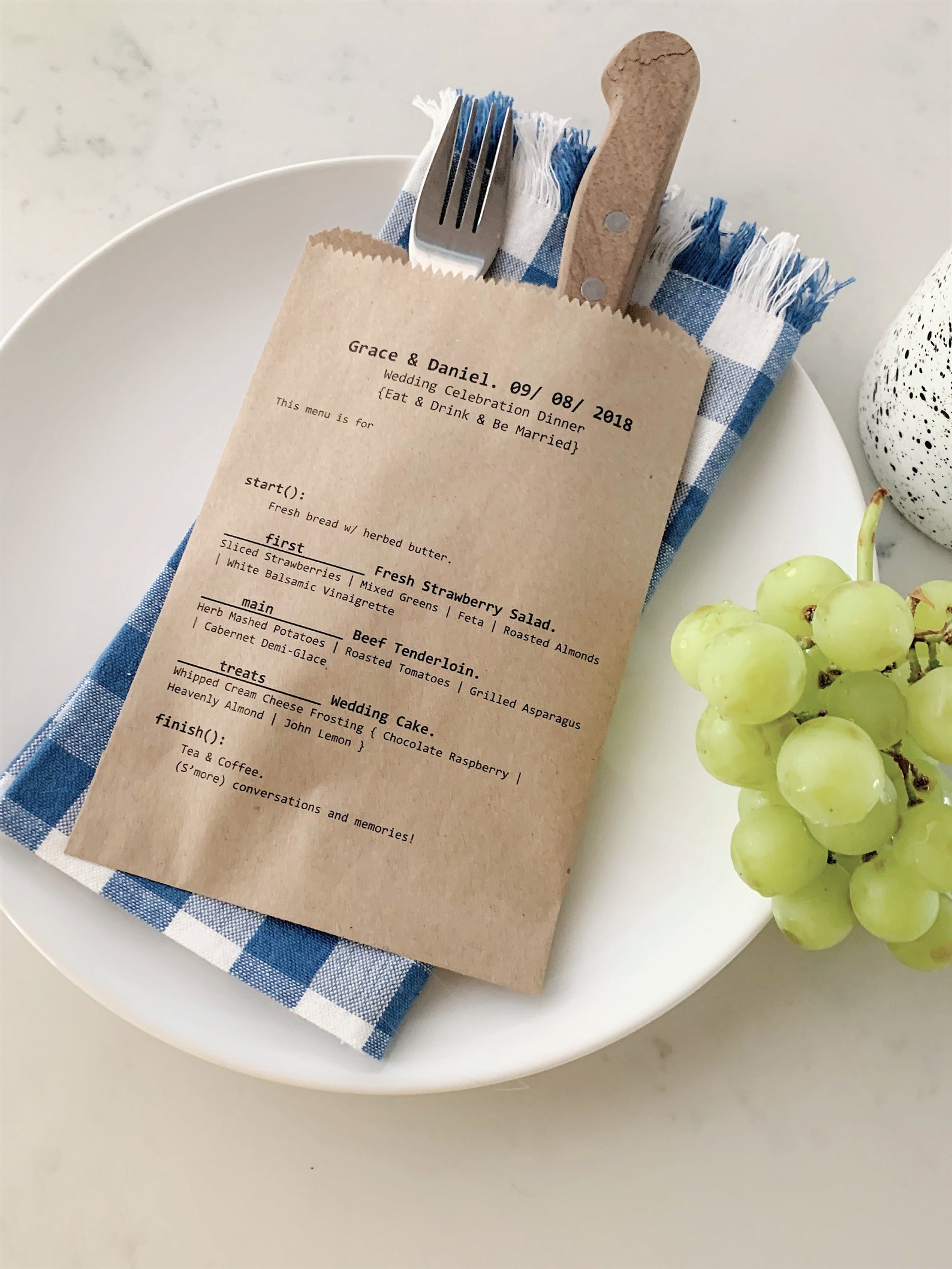 Custom Typewriter Dinner Menu Bags to Hold Bread or Utensils - Etsy
