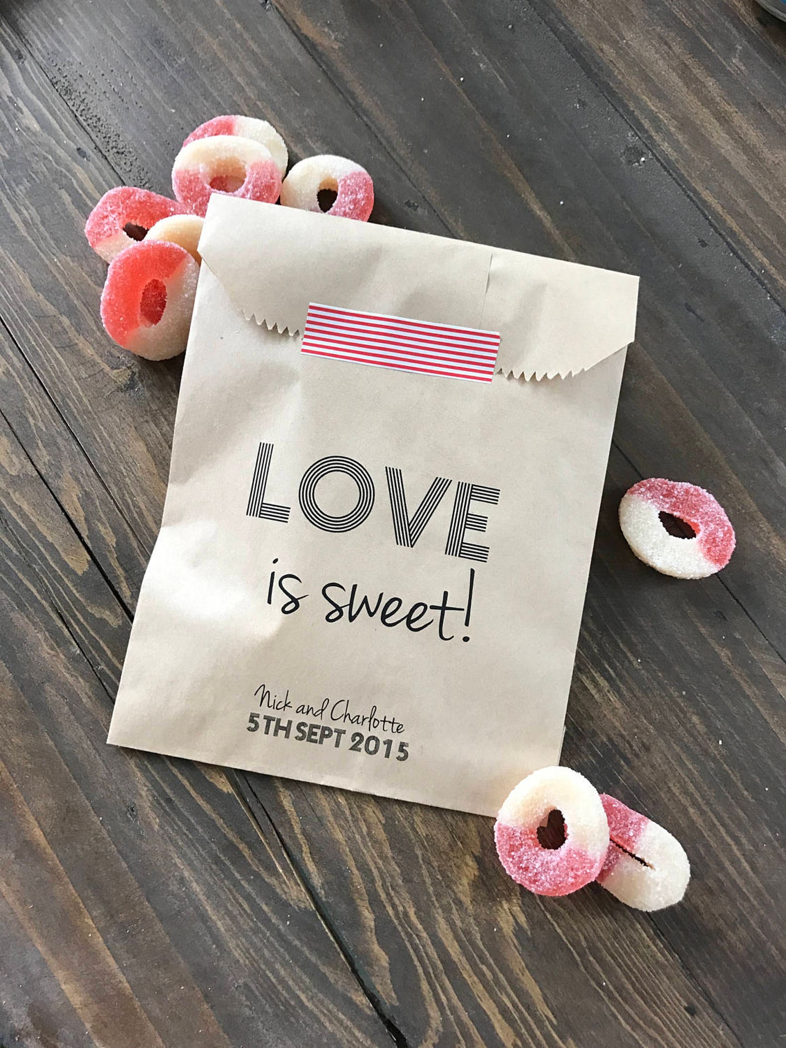 Love is Sweet Personalized Paper Favor Bags to Hold Candy | Etsy
