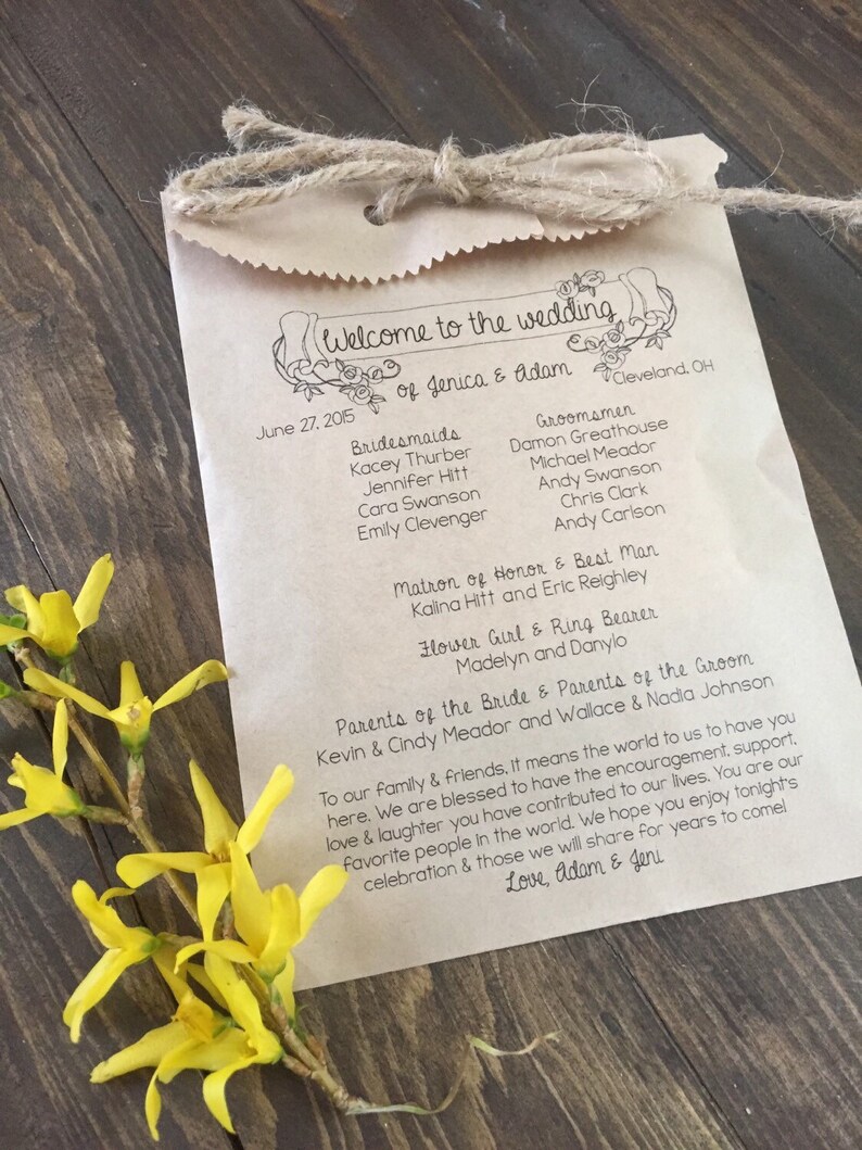 Wedding Program Bags Floral Rustic Program Bags Custom - Etsy