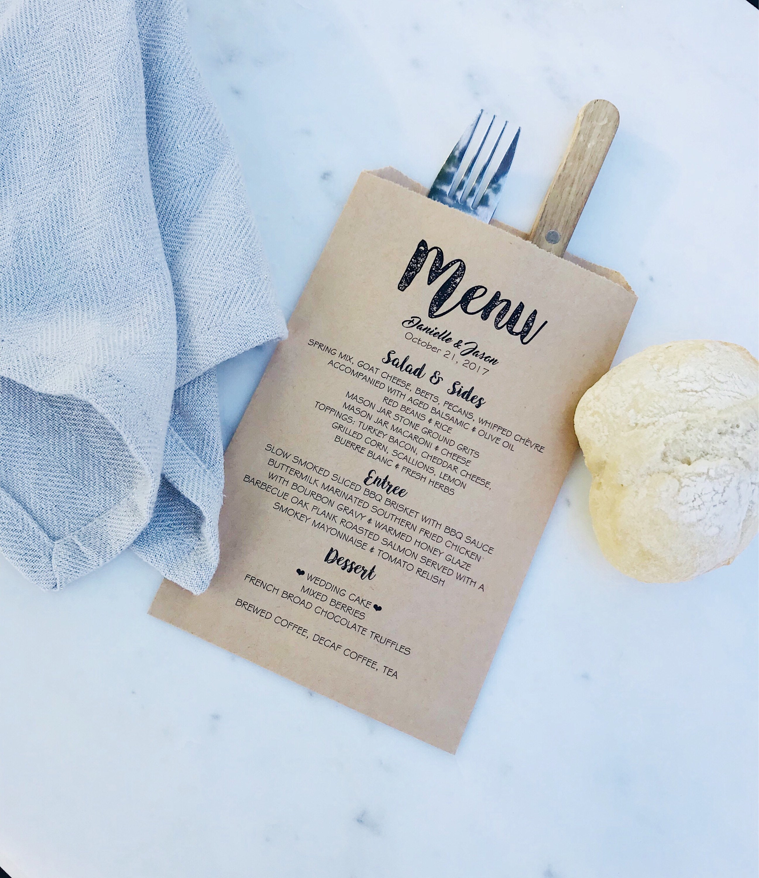 Wedding Menu Bags Whimsy Script Font Menu Bags Custom | Etsy