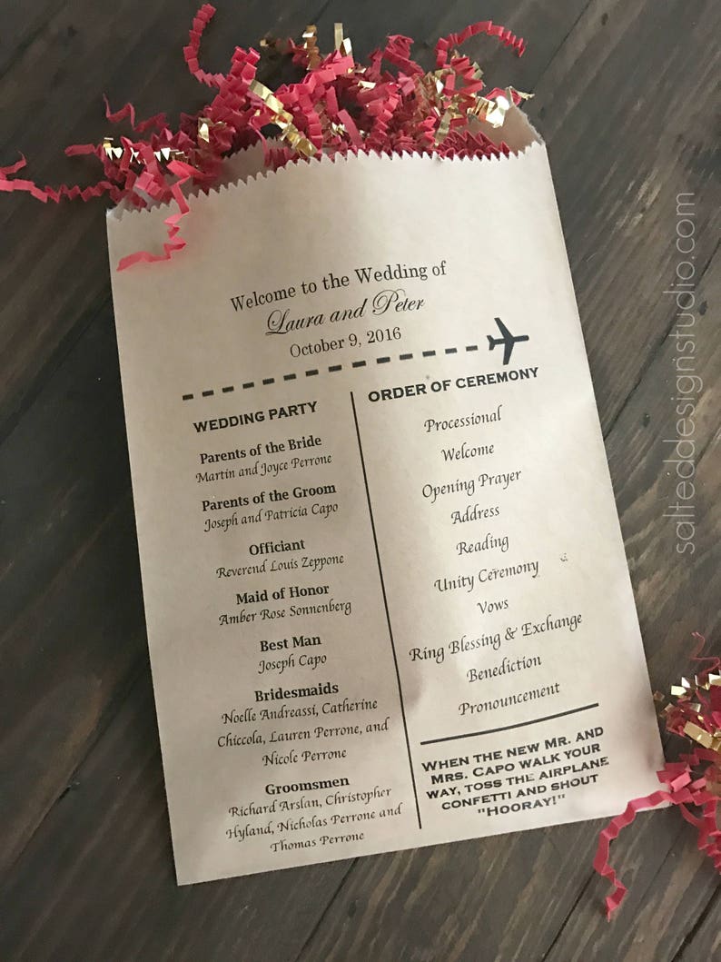 Wedding Program Bags Destination Wedding Program Bags - Etsy