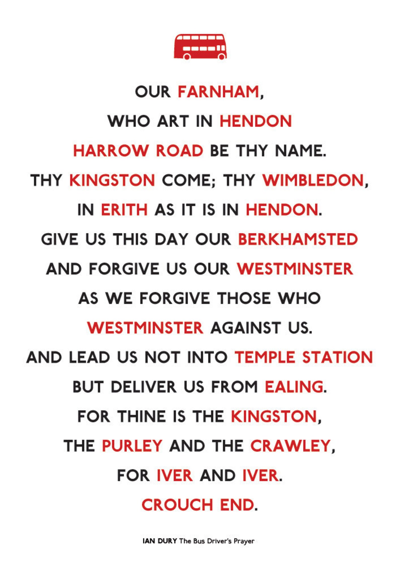 The London Bus Driver's Prayer Poster Digital Download Design Ready for ...