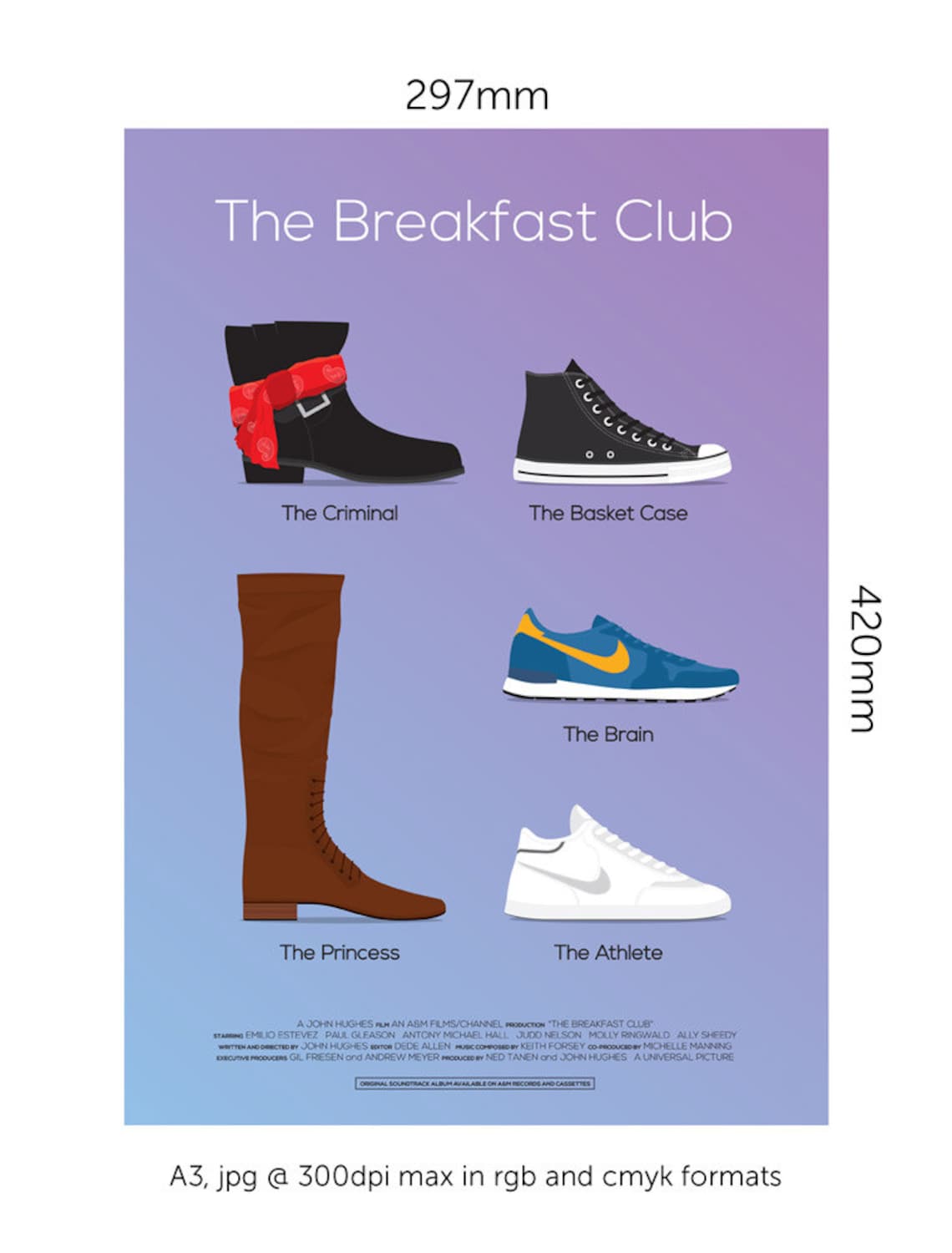 The Breakfast Club - Film Fan Poster A3 Digital Download Jpeg Artwork ...