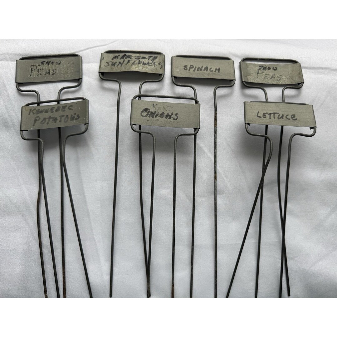 Vintage Metal Zinc Garden Plant Markers Tags Cottagecore Veggie Stakes ...