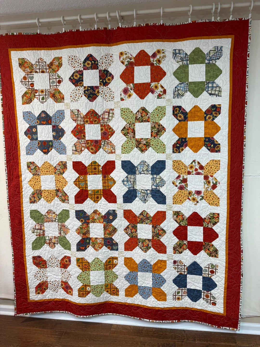 Autumn Favorites Handmade Quilt Throw Bedding Fall Leaves Mums - Etsy