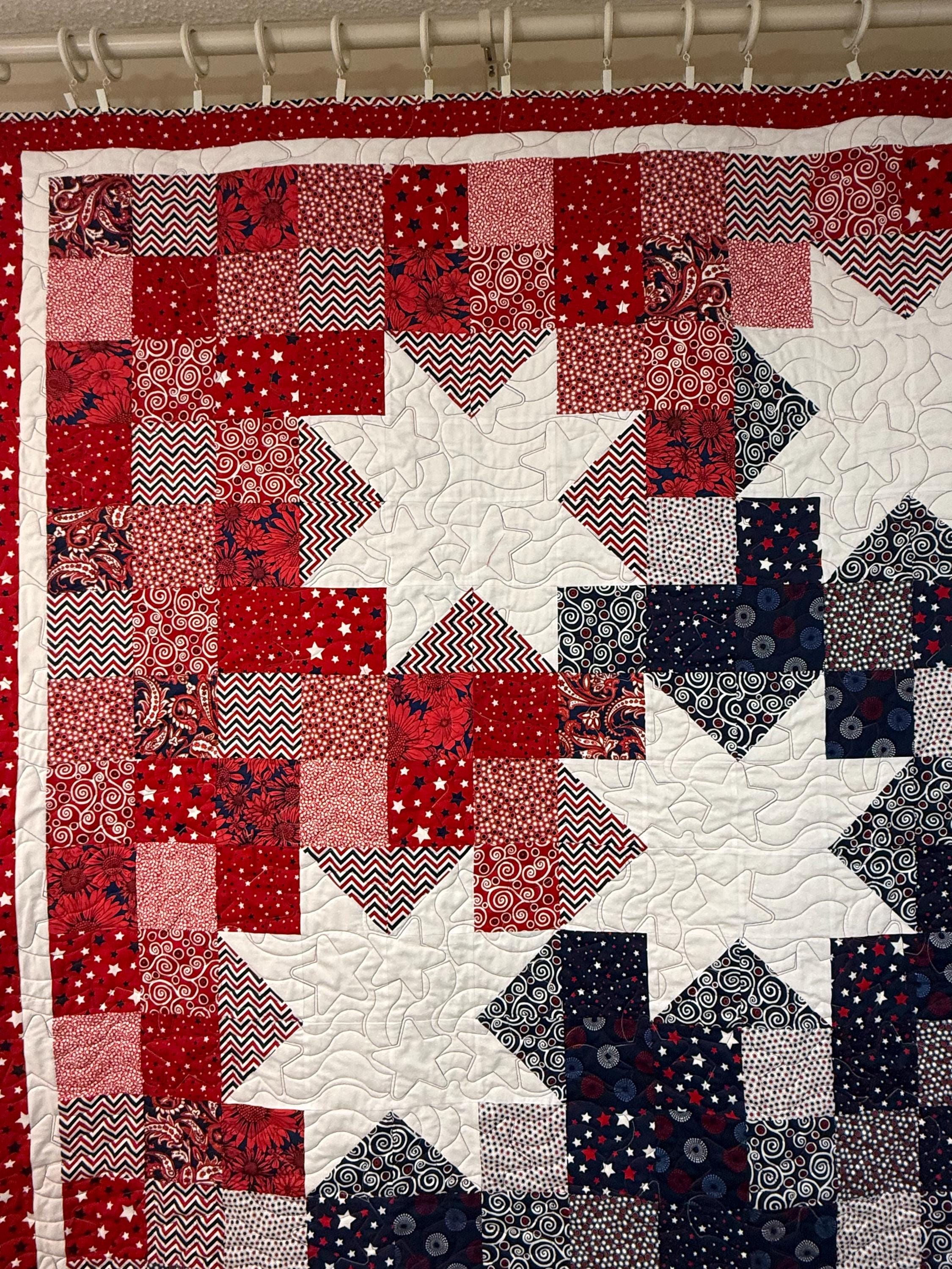 Sweet Liberty Stars Handmade Americana Quilt, Patriotic, Throw, Blanket ...