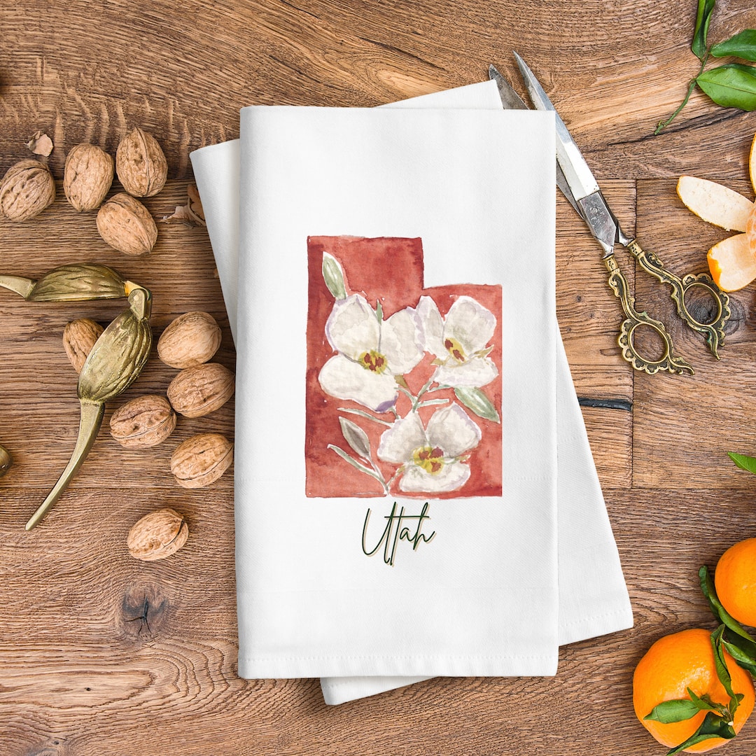 Utah State Flower Tea Towel | 18x28" Towel | Sego Lily Flower ...