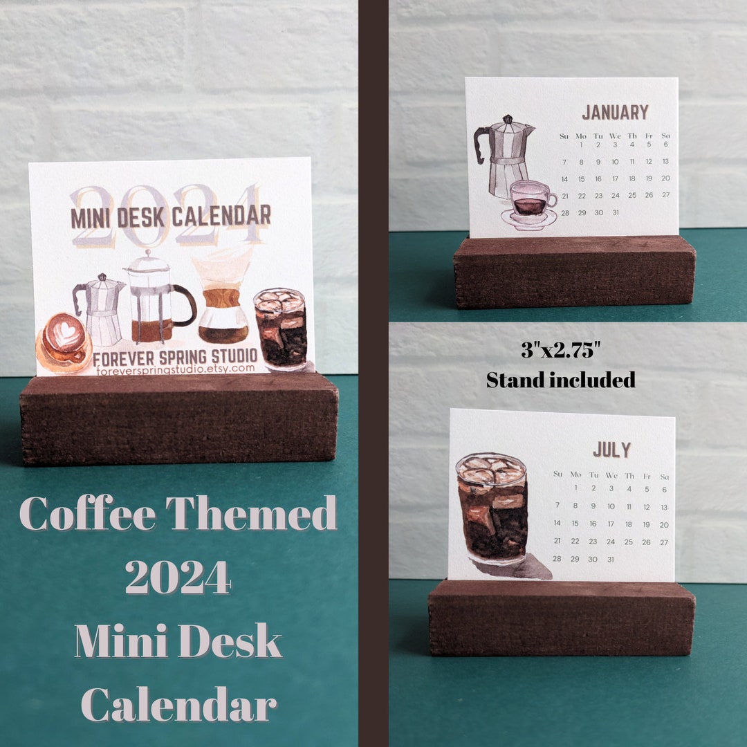2024 Mini Coffee Calendar Minimalist Coffee Lovers Desk Calendar With ...