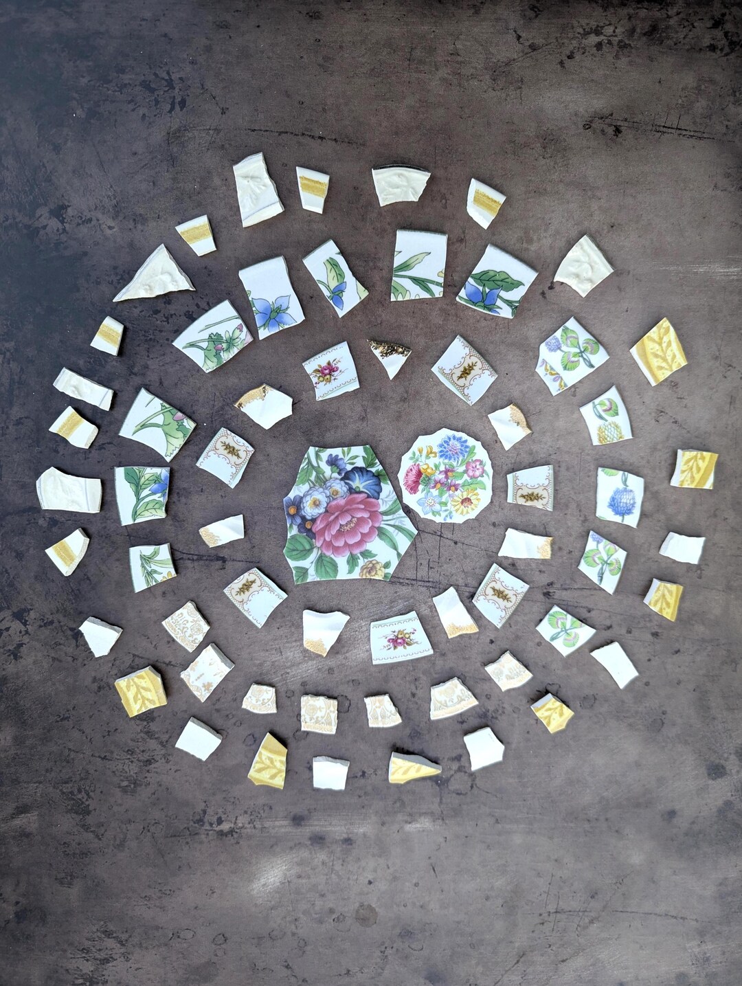 Broken Floral China Mosaic Tile Pieces - Zinnia and Wild Flowers - for ...