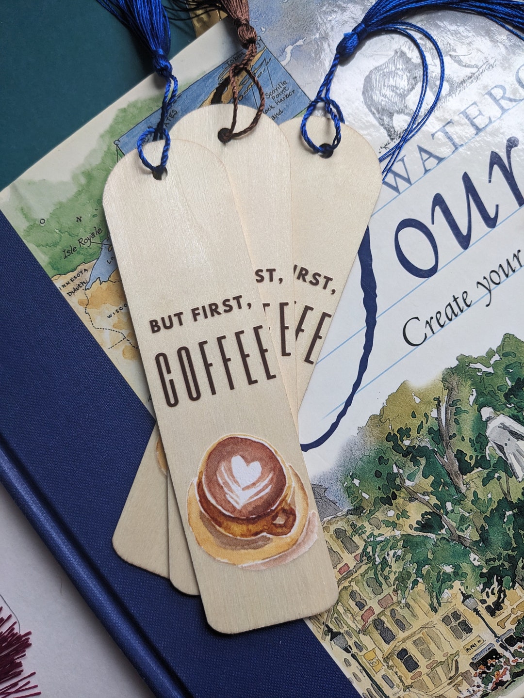 Wooden Coffee Bookmark but First Coffee 1.6x6 Coffee and Book Lover ...