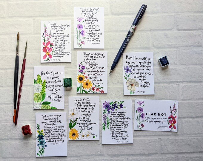 Mini Fear Not Bible Verse Cards | Set of 16 Bible Art Cards | Christian ...