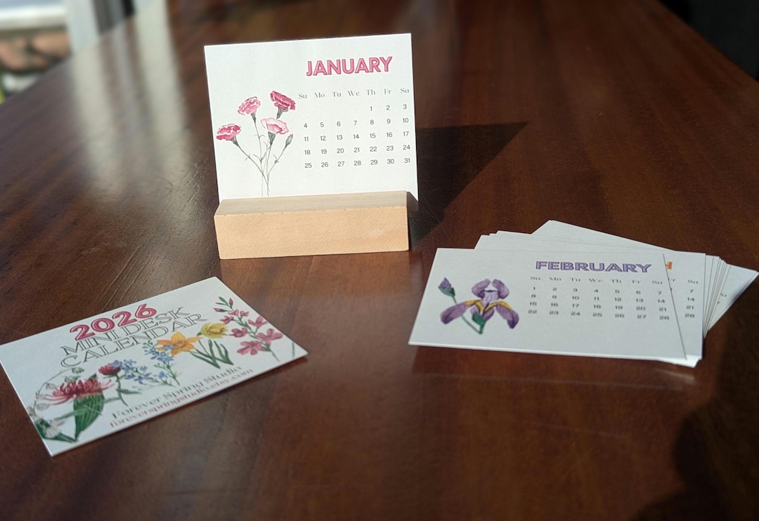 2026 Mini Birth Flower Desk Calendar | Minimalist | Flower Lovers ...