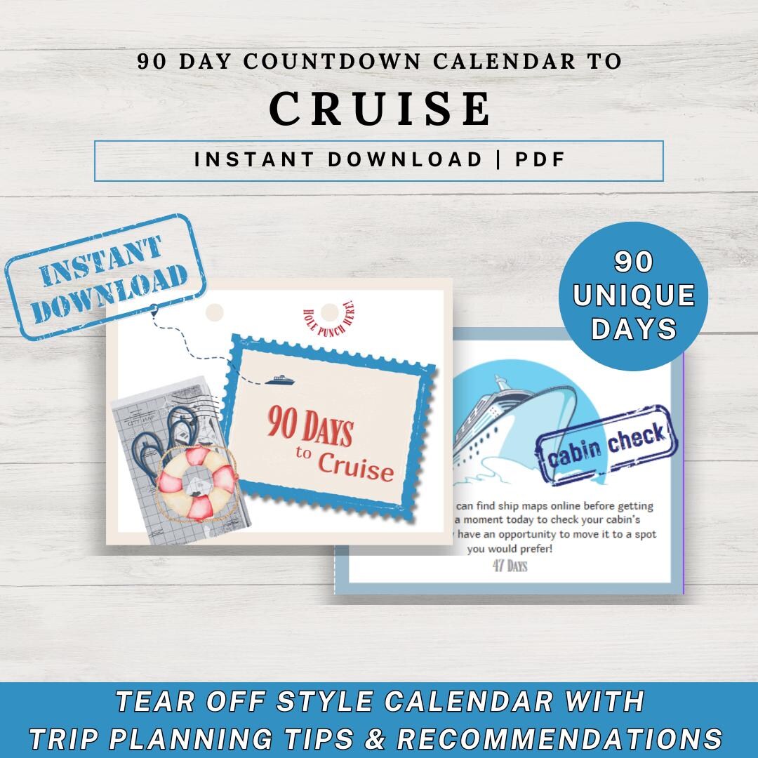 Cruise Countdown Calendar: 90-day Guide | Travel Gift | Cruise Travel ...