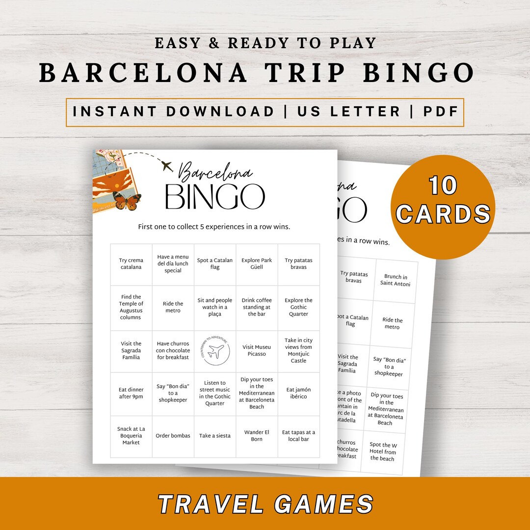 Barcelona Trip Bingo | Printable Travel Game | Fun Activity for ...