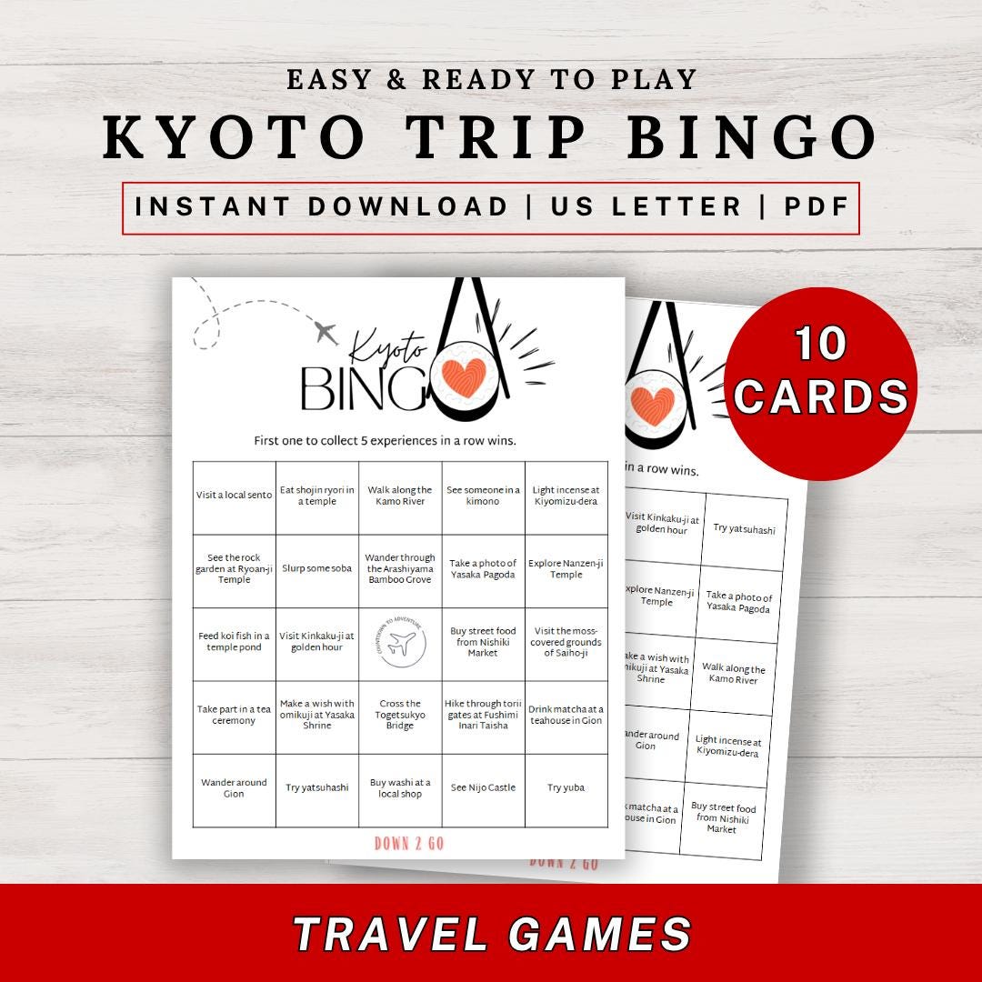 Kyoto Trip Bingo | Printable Travel Game | Japan Travel | Fun Activity ...