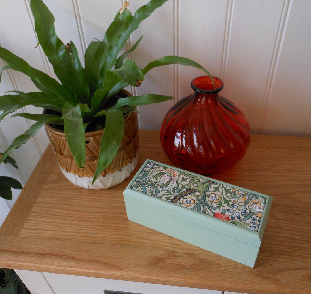 William Morris Trinket Box/jewellery Box/golden Lily Slim-line Sage ...
