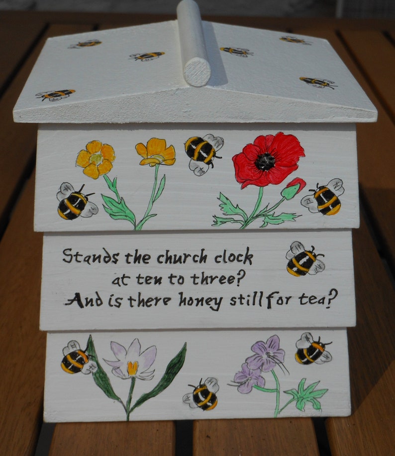 Handmade Bee Hive Storage Box/bee Tea Box/bee and Flower Wooden Storage ...