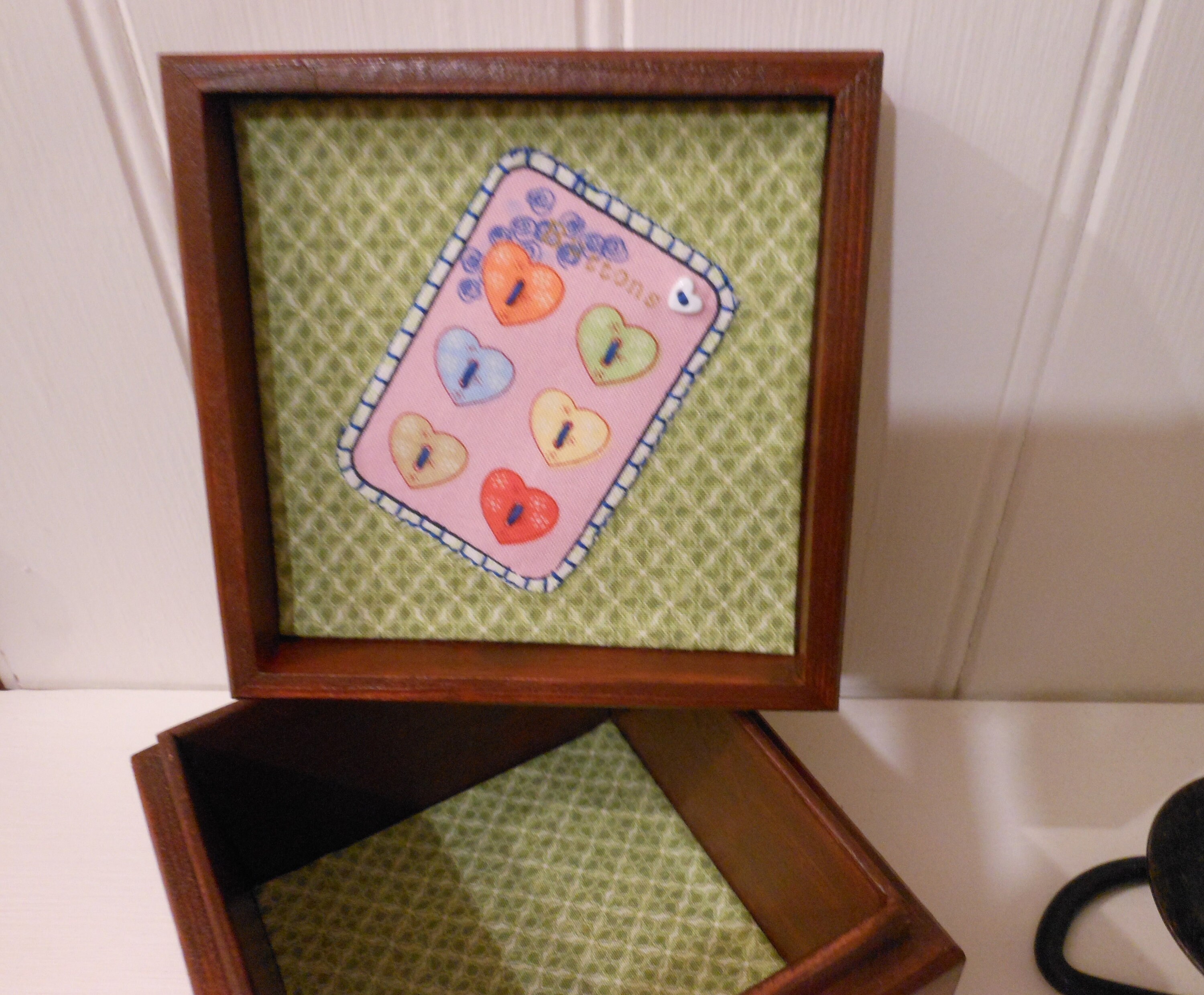 Button box/wooden button storage box/small sewing storage | Etsy