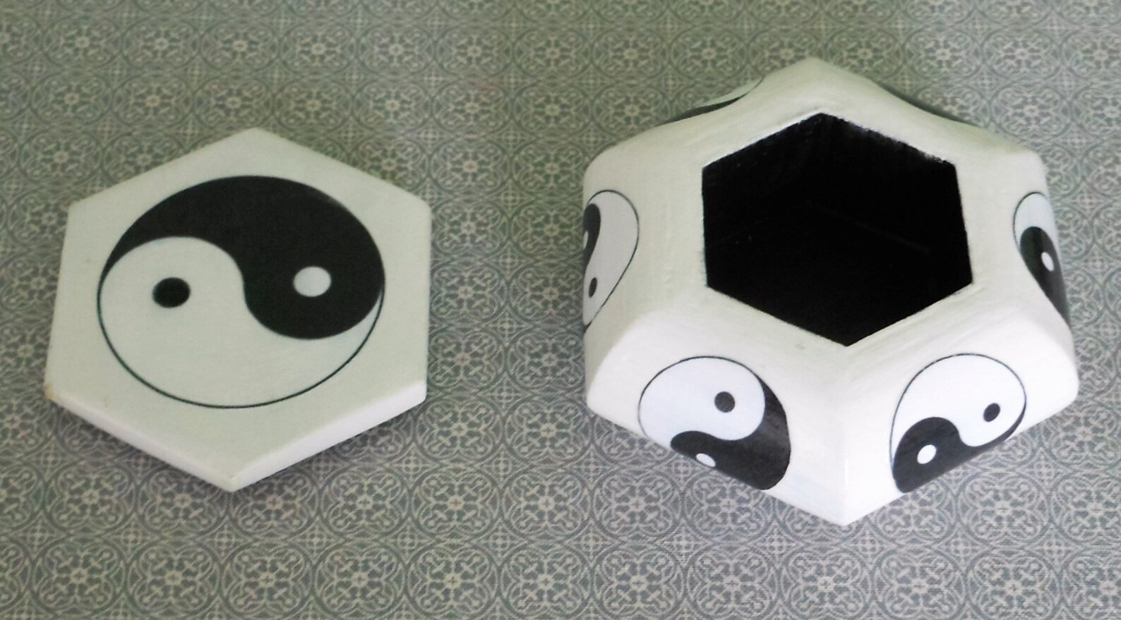 Yin Yang Wooden Trinket Box/yin Yang Decorative Box/oriental Trinket ...