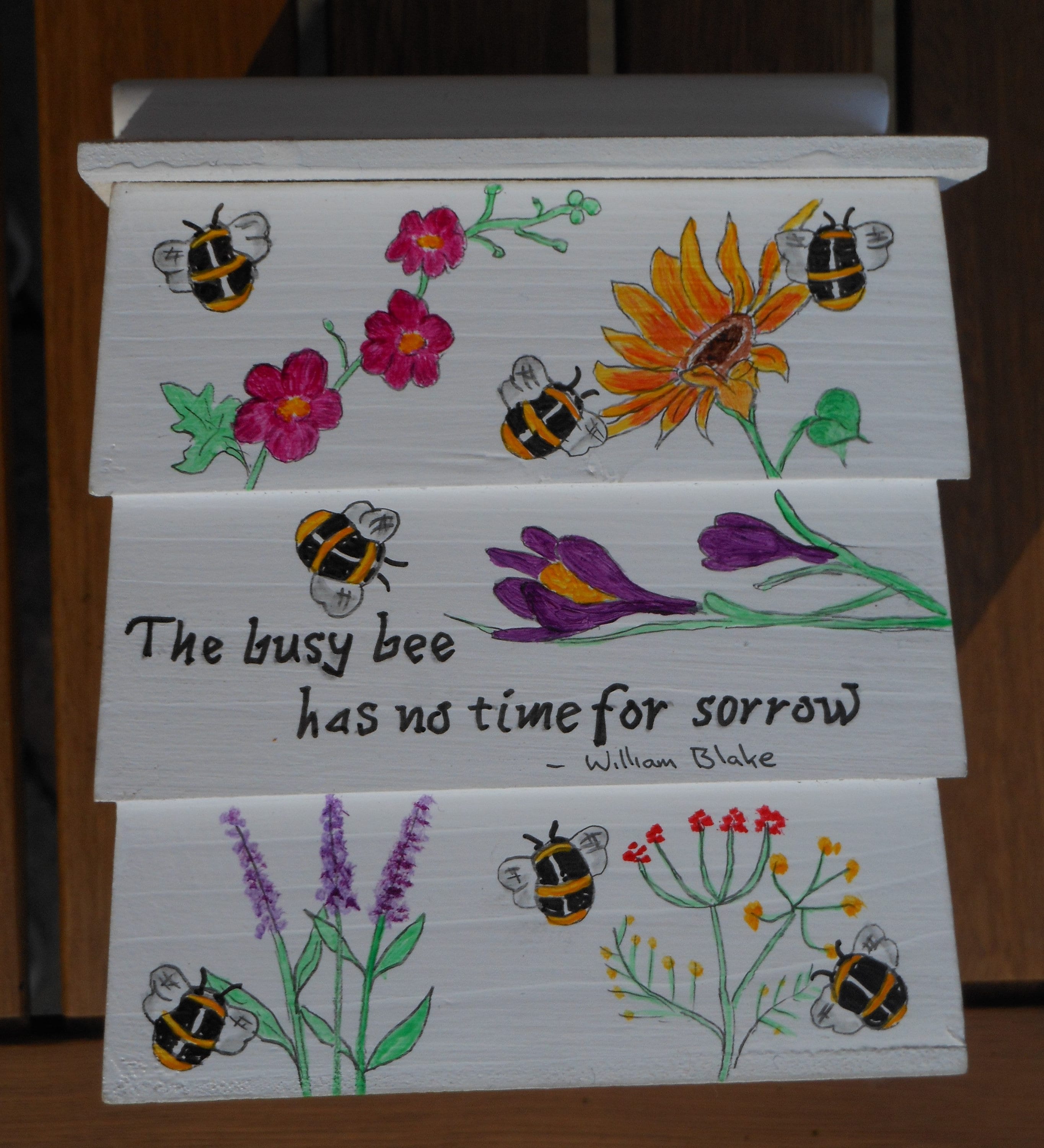 Handmade Bee Hive Storage Box/bee Tea Box/bee and Flower Wooden Storage ...