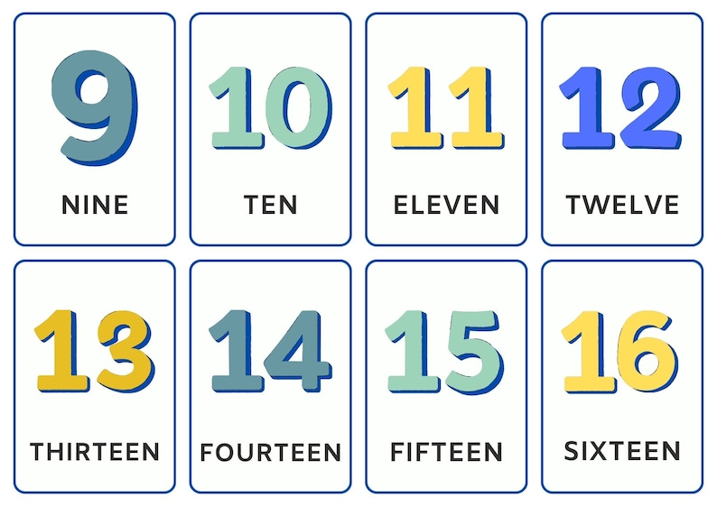 Numbers 1-20 Flash Cards, Learning Cards, Printable Download ...