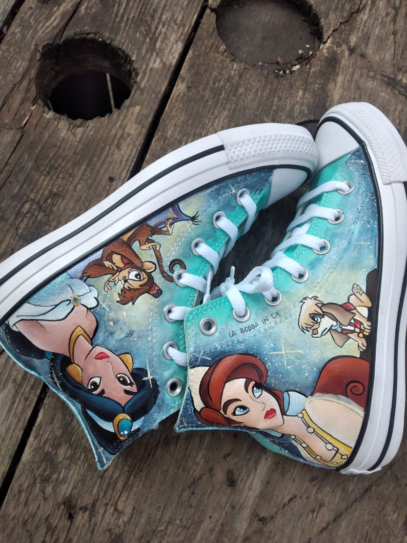 Anastasia and Jasmine Aladdin DISNEY All Star Hand Painted Custom ...