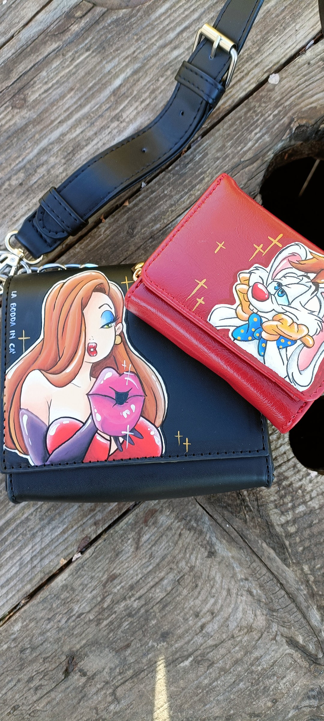 Women's Hand-painted Eco-leather Bag and Wallet JESSICA ROGER Rabbit - Etsy