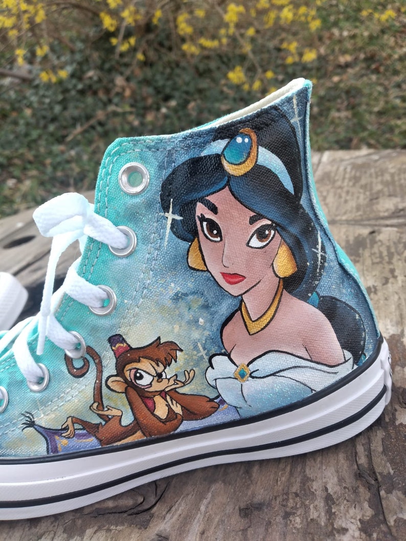 Anastasia and Jasmine Aladdin DISNEY All Star Hand Painted Custom ...