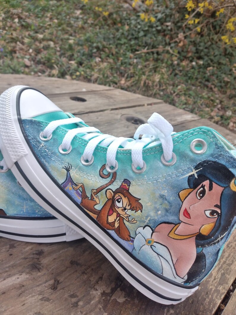 Anastasia and Jasmine Aladdin DISNEY All Star Hand Painted Custom ...