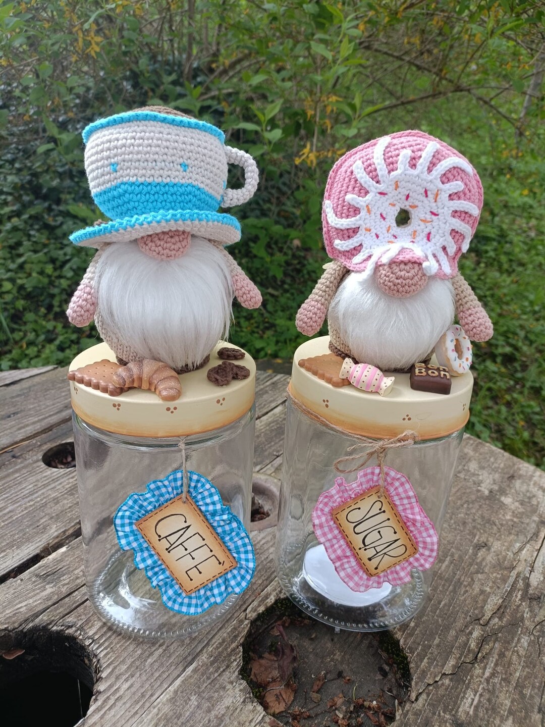 Coffee and Sugar Dispenser Vase Kitchen Pantry, "gnomone Donuts and Mug ...