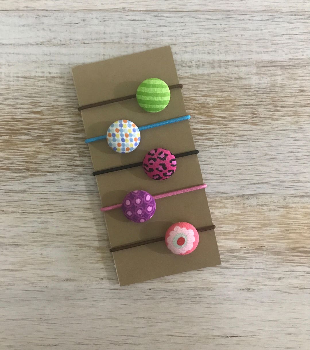 Button Hair Ties - Set of 5 - Girls Hair Ties - Hair Accessories ...