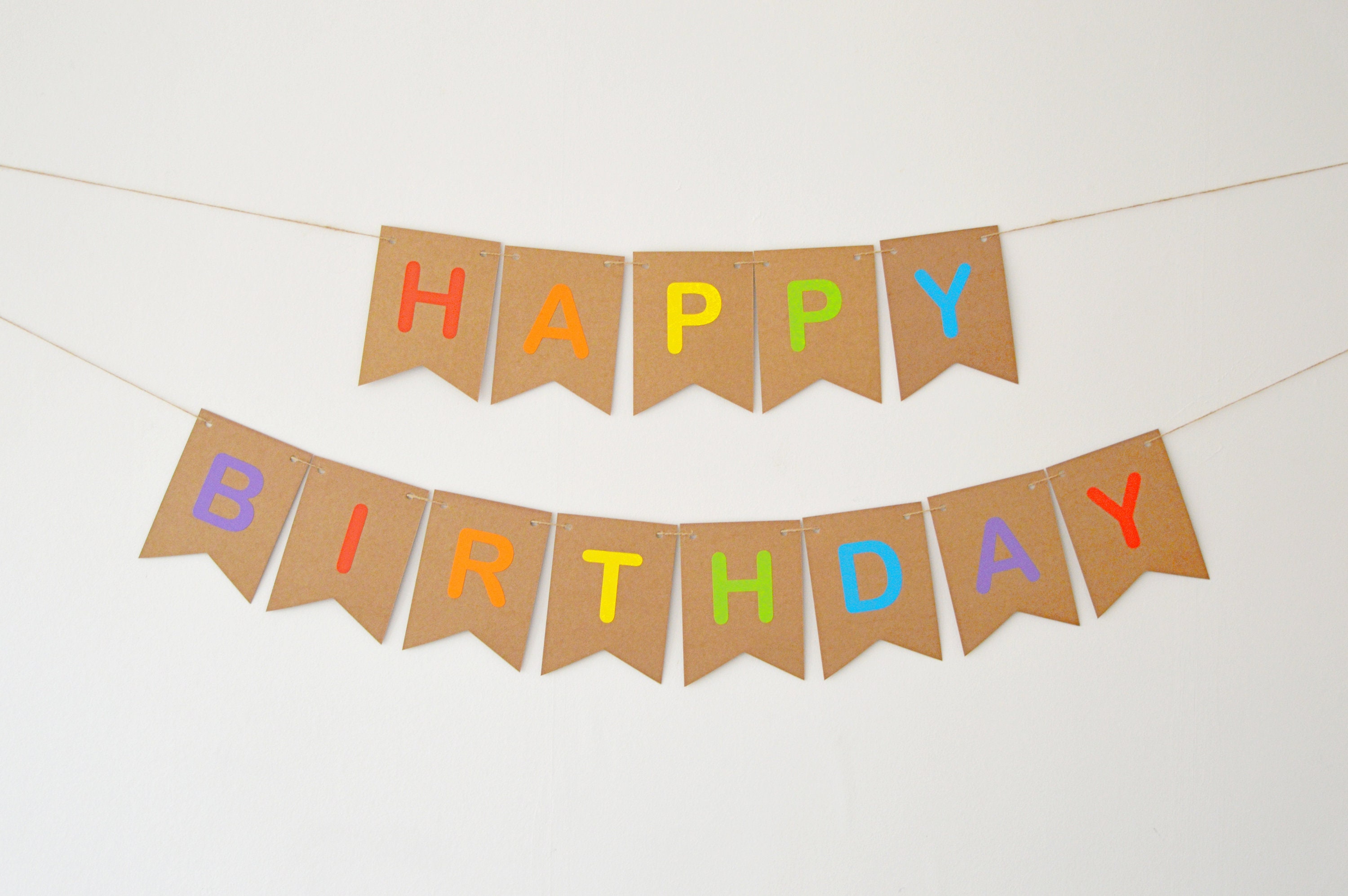 Rainbow Happy Birthday Bunting Eco Friendly Party Decorations Girls ...
