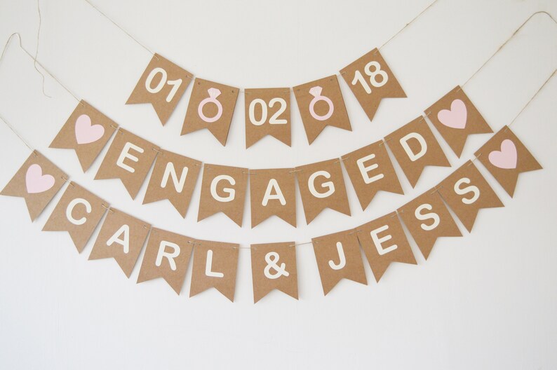 Personalised Engagement Bunting, Engaged Decorations, Personalised Name ...