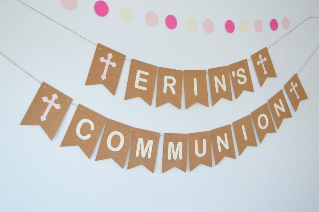 First Communion Personalised Name Bunting, Holy Communion Banner ...