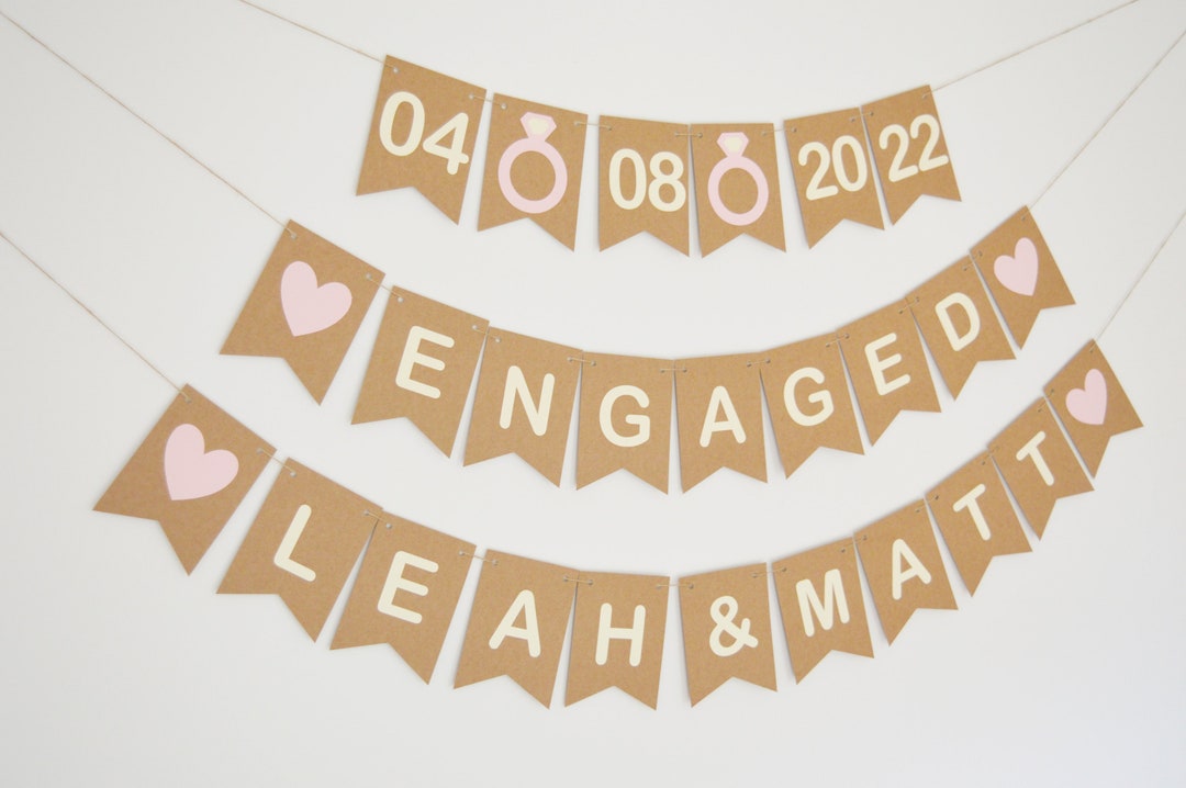 Personalised Engagement Bunting, Engaged Decorations, Personalised Name ...