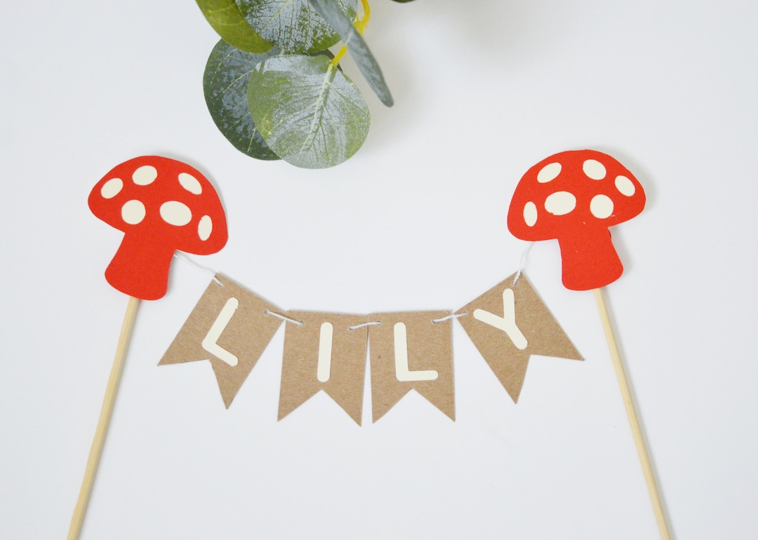 Woodland Cake Topper Bunting, Toadstool Personalised Cake Decoration - Etsy