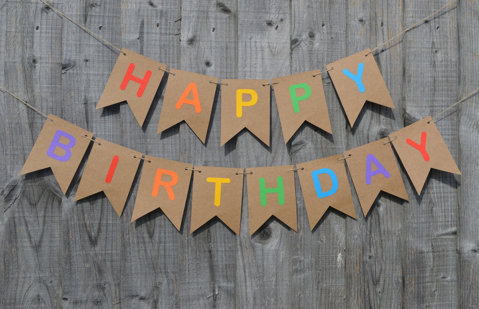 Rainbow Happy Birthday Bunting Eco Friendly Party Decorations Girls ...