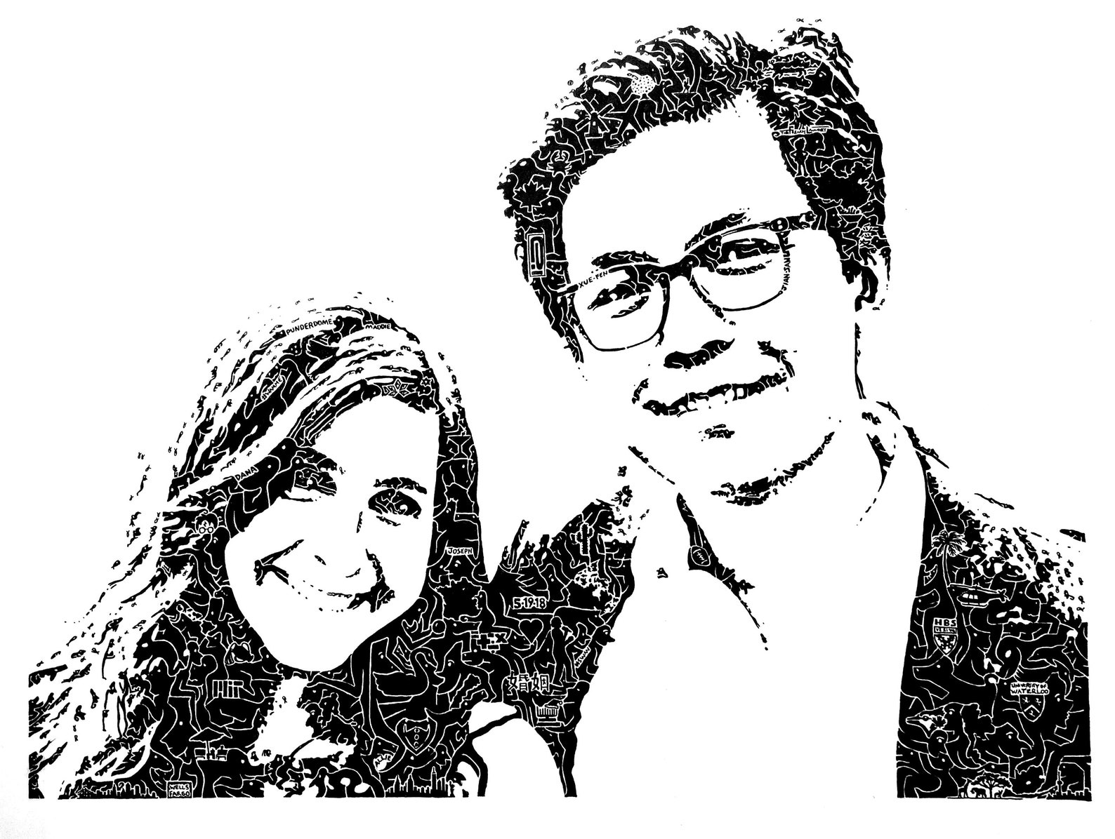 Custom Pen Ink Couple Portraits - Personalized Wedding Gifts and More ...