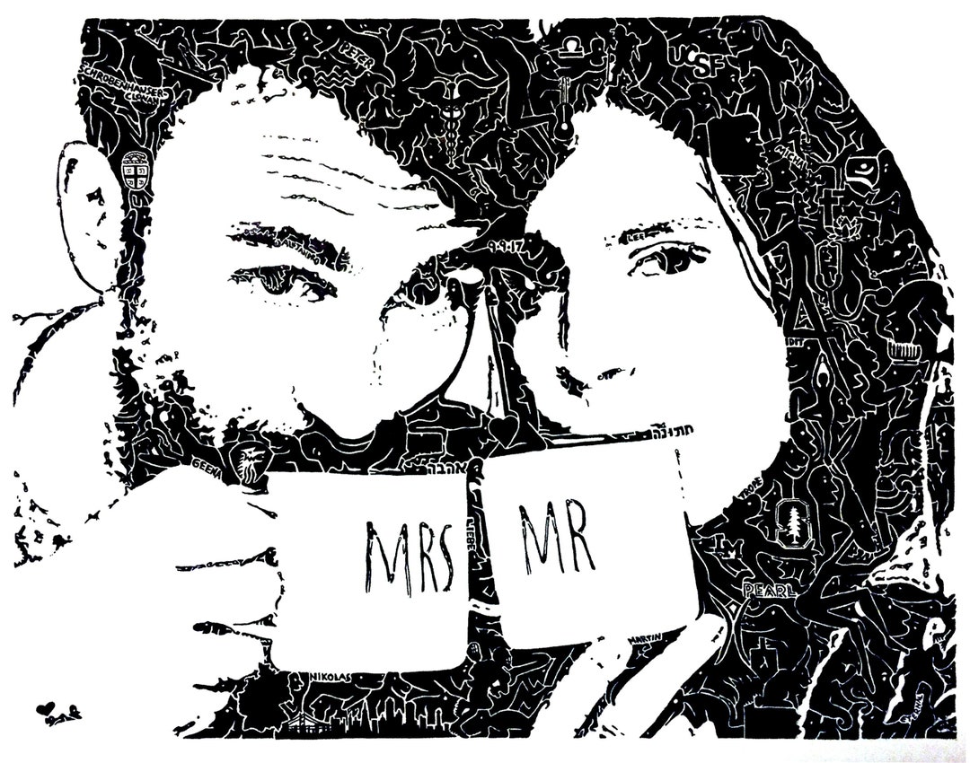 Custom Pen Ink Couple Portraits - Personalized Wedding Gifts and More ...
