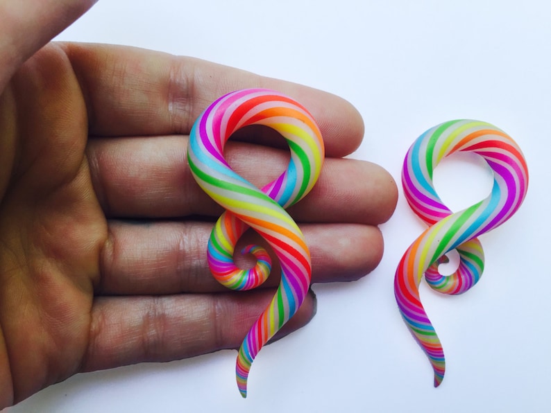 Tropical Ear Candy Rainbow Gauges Handmade From Polymer Clay - Etsy
