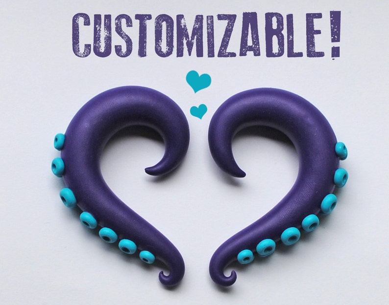 Octopus Tentacle Earrings for Stretched Lobes - Fake, 2g, 0g, 00g, 7/16 ...