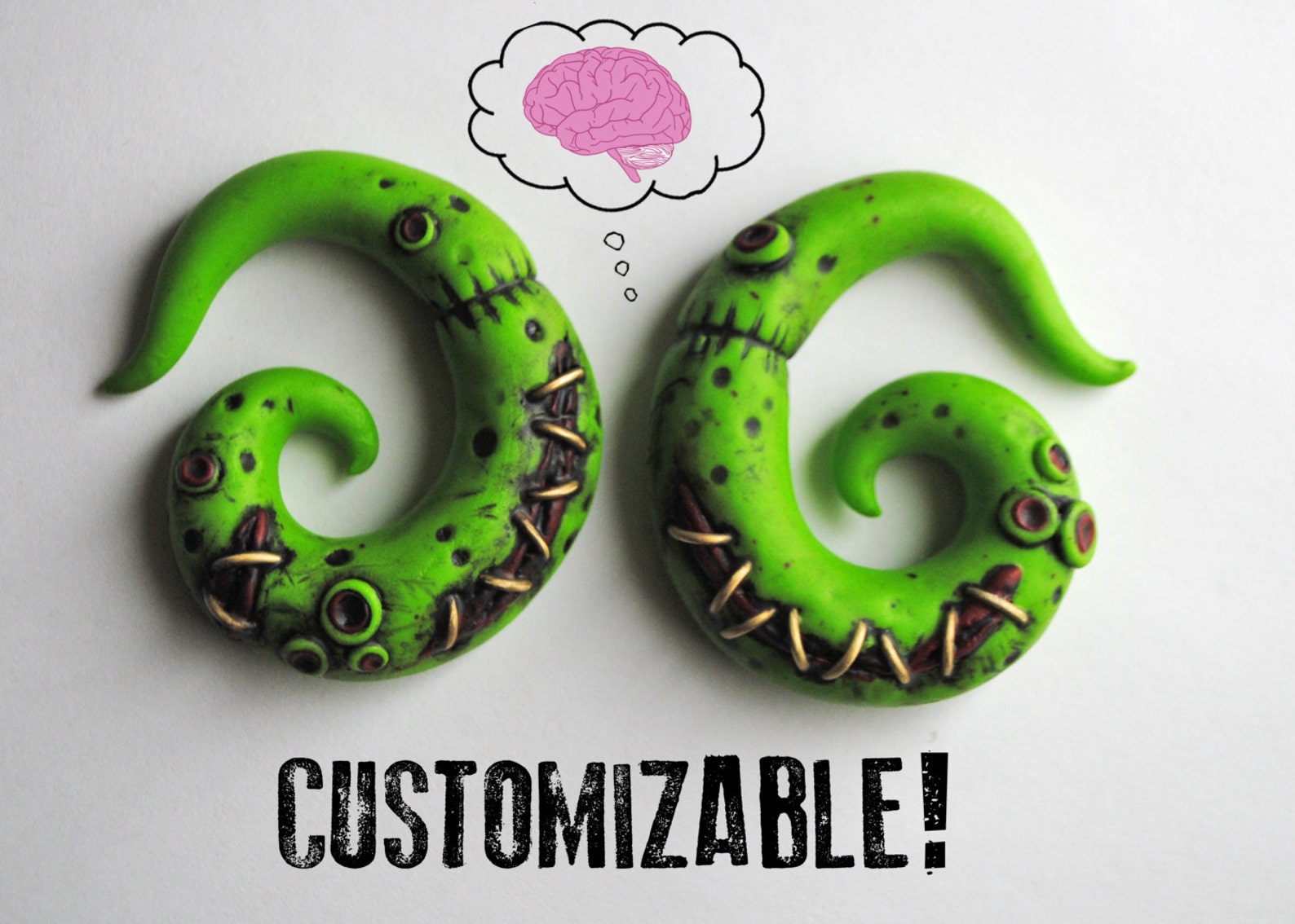 Zombie Gauges - Fake, 4g, 2g, 0g, 00g, 7/16", 1/2", 9/16", 5/8", 11/16 ...