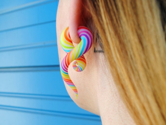Mini Tropical Ear Candy Rainbow Earrings for Stretched Lobes - Etsy