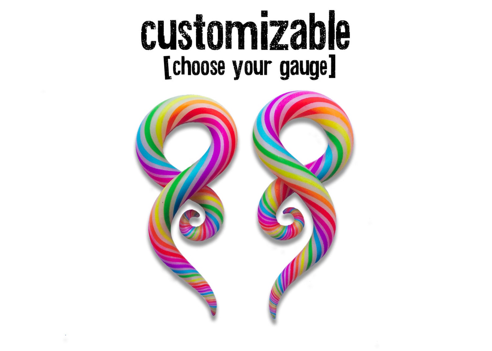 Tropical Ear Candy Rainbow Gauges Handmade From Polymer Clay - Etsy