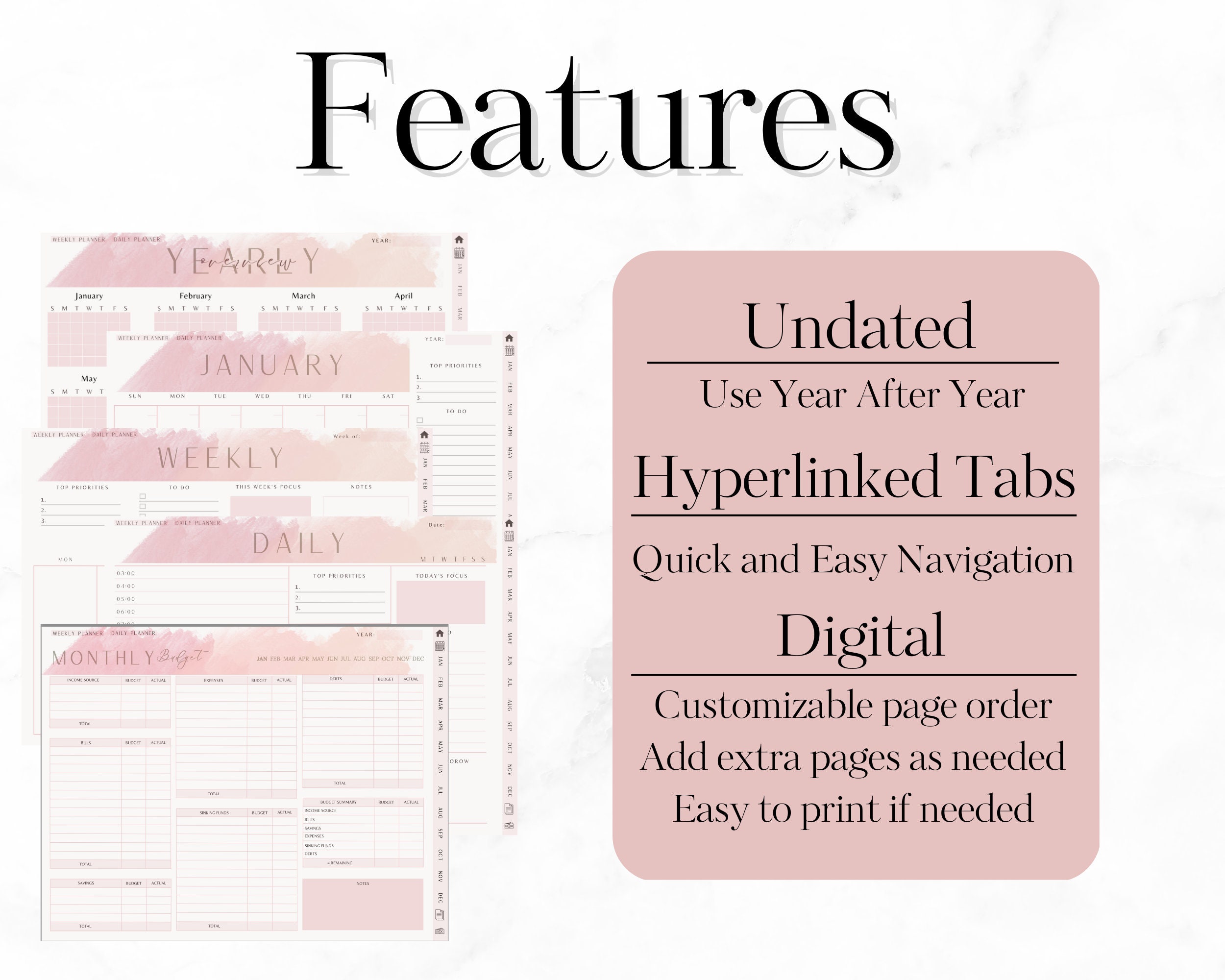 Digital Planner Goodnotes Planner iPad Planner Undated Digital Calendar ...