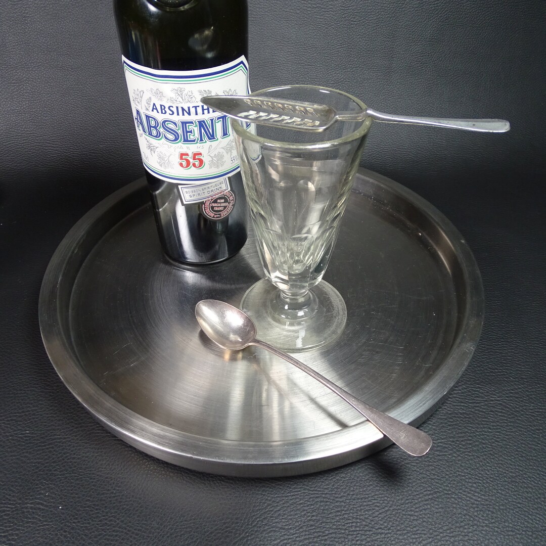 ABSINTHE | Old Absinthe Glass With Sugar Spoon and Long Absinthe Spoon ...