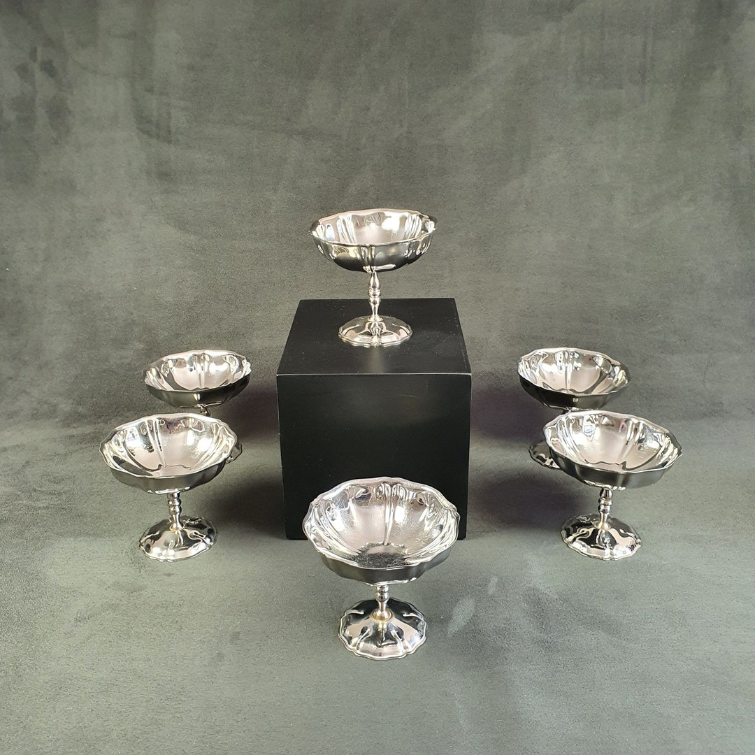 J. COUZON | 6 Silver Plated Ice Cream Bowls Service ROYAL Goldsmith ...