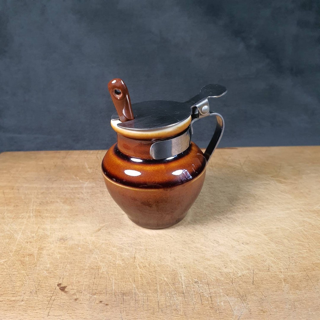 MUSTARD | Ceramic Mustard Pot With Lid and Spoon | Vintage Made in ...