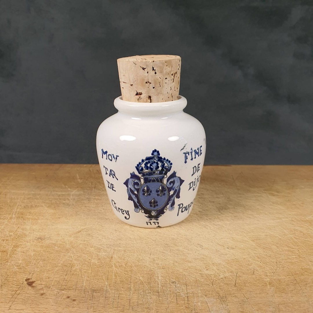 POUPON | Fine Dijon Gray Mustard Jar Poupon in Opal Glass With Its Real ...