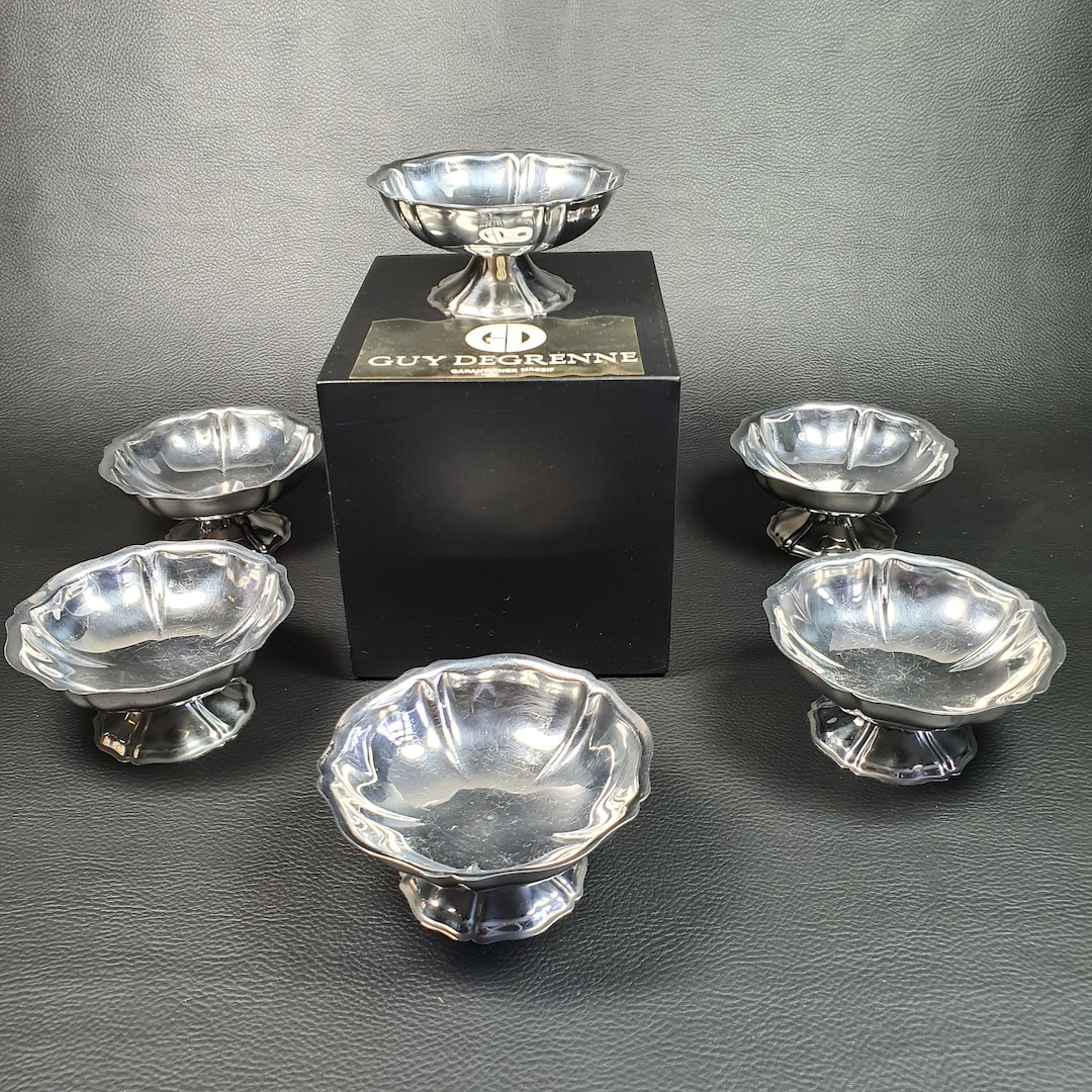 GUY DEGRENNE Service of 6 Ice Cream Cups in Shiny Stainless Steel by ...